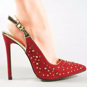 Alba | Shoes | Red Gold Slingback High Heels | Poshmark